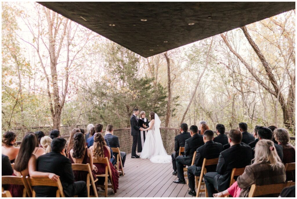 Trinity River Audubon Center Wedding - Sunset Fall Ceremony
